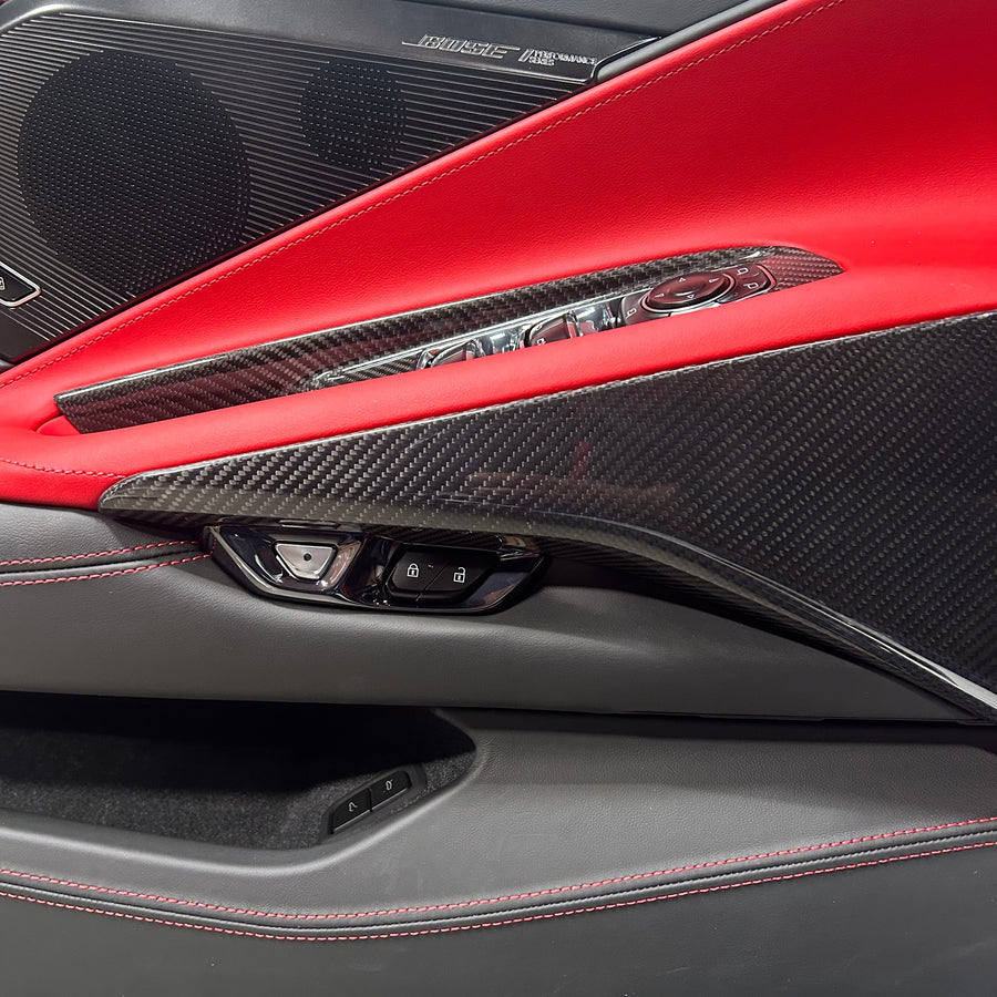 Corvette C8 Lower Door Panel Overlays - Real Molded Carbon Fiber ...